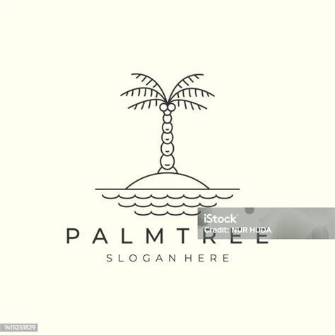 미니멀리스트 선형 스타일 로고 아이콘 템플릿 디자인이있는 자연 야자수 코코넛 트리 데이트 팜 벡터 일러스트 레이 션 0명에 대한 스톡 벡터 아트 및 기타 이미지 Istock
