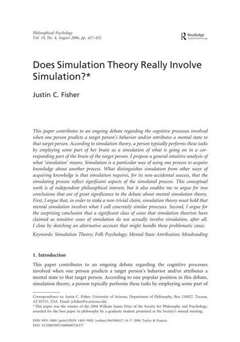 Pdf Does Simulation Theory Really Involve Simulation∗ Dokumentips