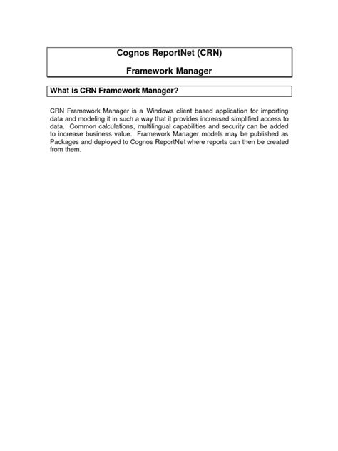 Cognos Reportnet Crn Framework Manager Pdf Internet Explorer