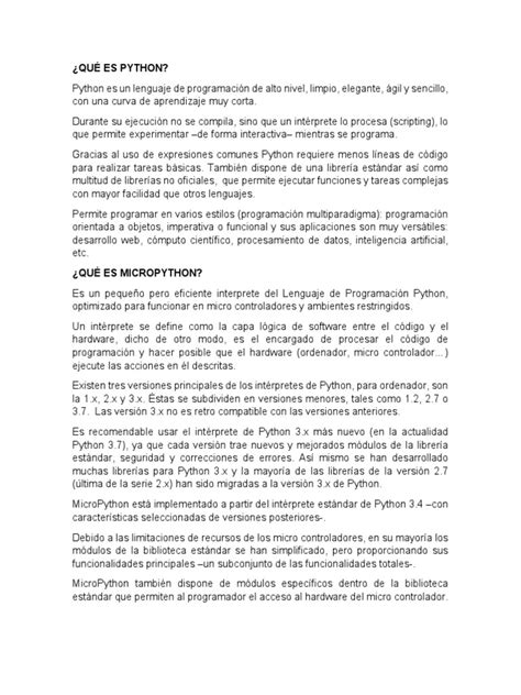 Python Micropython Pdf Python Lenguaje De Programación