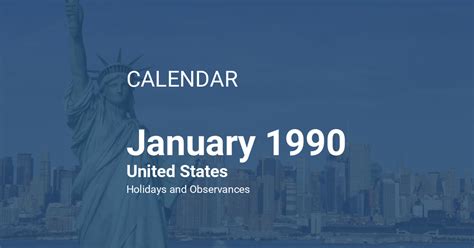 January 1990 Calendar