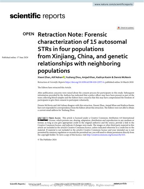 Pdf Retraction Note Forensic Characterization Of 15 Autosomal Strs