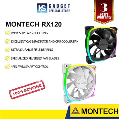 Montech RX120 RX140 Reversed PWM ARGB Casing Fan Black White Shopee Malaysia