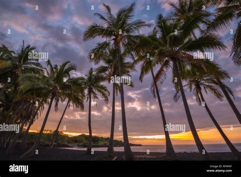 Sunrise At Punaluu Black Sand Beach Kau District Island Of Hawaii