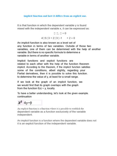 Implicit Function And How It Differs From An Explicit One Pdf