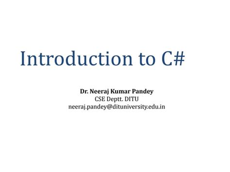 C Lecture 1 Introduction To Dot Net Framework Pptx