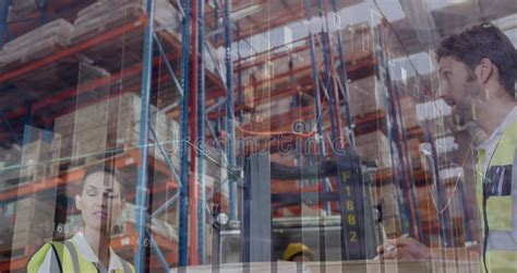 Animation Of Data Processing Over Diverse Male And Female Workers