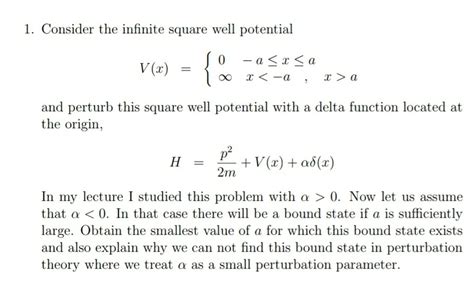 1 Consider The Infinite Square Well Potential 0 V 2