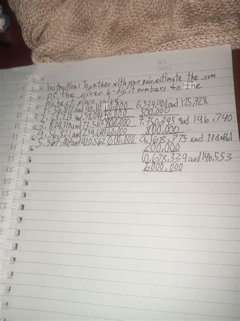 Instruction Together With Your Pair Estimate The Sum Of The Given 6 Dig