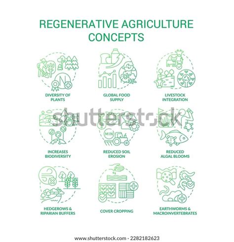 Regenerative Agriculture Green Gradient Concept Icons Stock Vector Royalty Free 2282182623