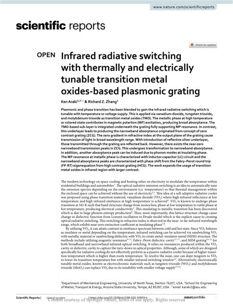 Pdf Infrared Radiative Switching With Thermally And Electrically Tunable Transition Metal