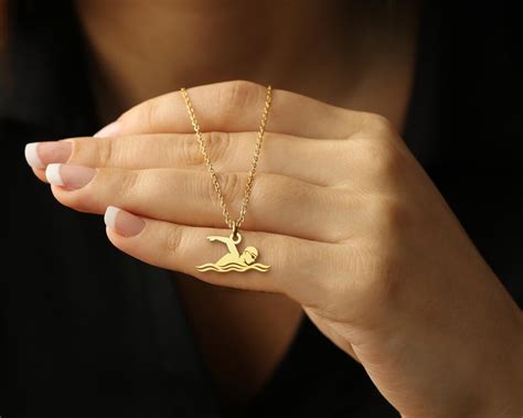 Personalized Swimmer Necklace Custom Athlete Pendant Swimming T