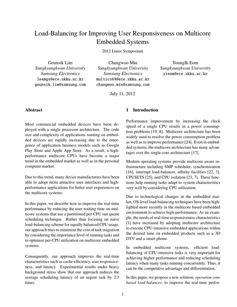 Pdf Ols2012 Load Balancing For Improving User Responsiveness On