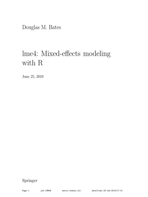 Lme4 Mixed Effects Modeling With R Pdf Akaike Information