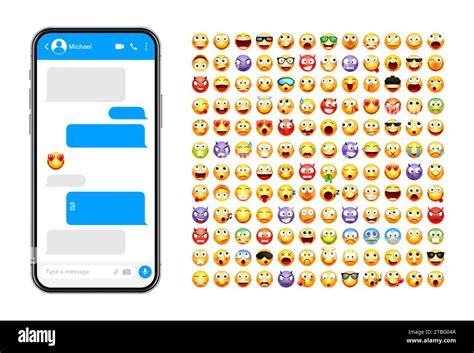 Smartphone Messaging App User Interface Design With Emoji Sms Text