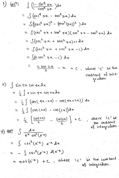 Solved Calculus Lesson Integration Of Trigonometric Functions Course Hero
