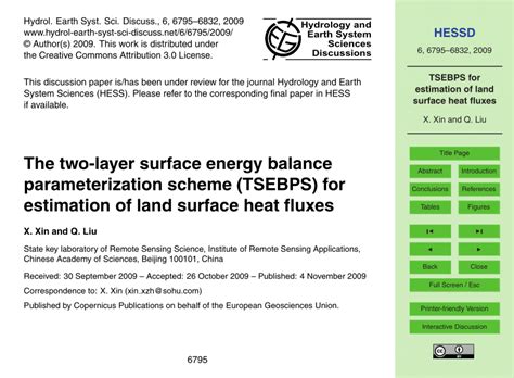 Pdf The Two Layer Surface Energy Balance Parameterization Scheme