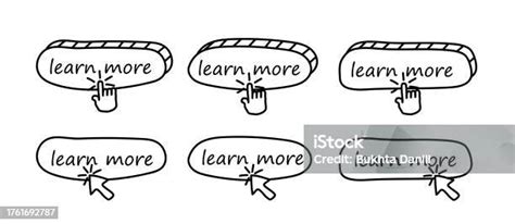 더 알아보기 만화 스타일의 인터페이스 버튼 세트 손가락 검지 손가락으로 버튼을 누릅니다 에 대한 스톡 벡터 아트 및 기타 이미지 Istock