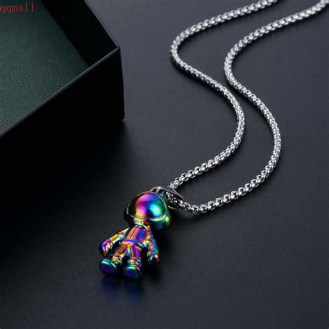 Qqmall สร้อยคอโซ่ จี้รูปนักบินอวกาศ อวกาศ หลากสี เครื่องประดับ สําหรับผู้หญิง Qqmall Th Thaipick