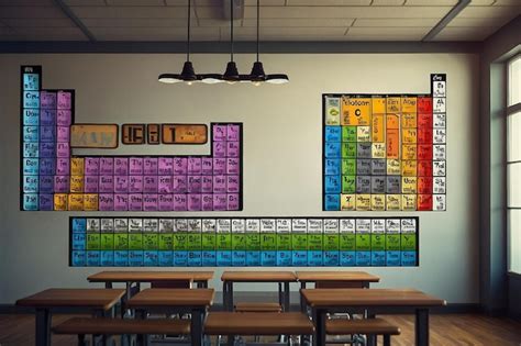 Periodic Table On A Classroom Wall Premium Ai Generated Image