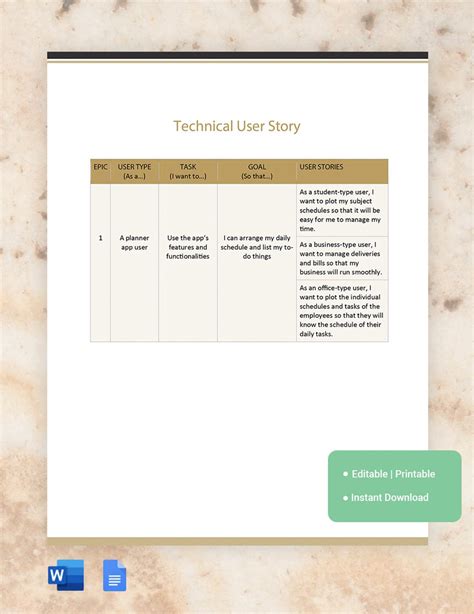 Scrum User Story Template In Word Google Docs Download Template Net