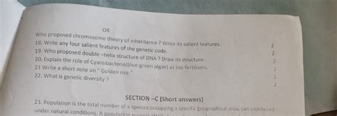 Orwho Proposed Chromosome Theory Of Inheritance Write Its Salient Feat