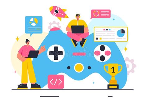 Vector Illustration Of Video Game Development With Games Digital Technology Programming And