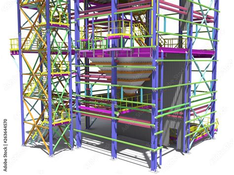 Ilustración De Stock Building Information Model Of Metal Structure Design Technologies Of The