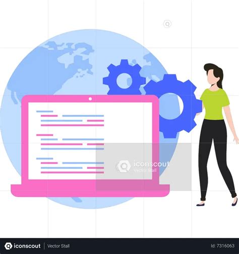 Girl Coding On Laptop Illustration Free Download Design And Development Illustrations Iconscout