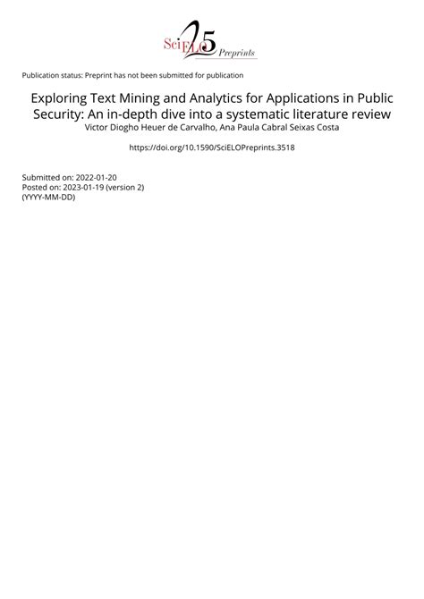 Pdf Exploring Text Mining And Analytics For Applications In Public Security An In Depth Dive