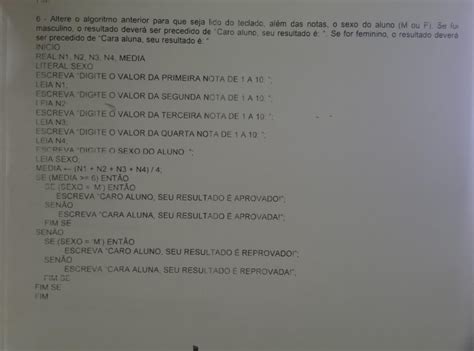 Ler e calcular a média de 4 notas de um aluno e informar seu sexo C C C Clube do Hardware