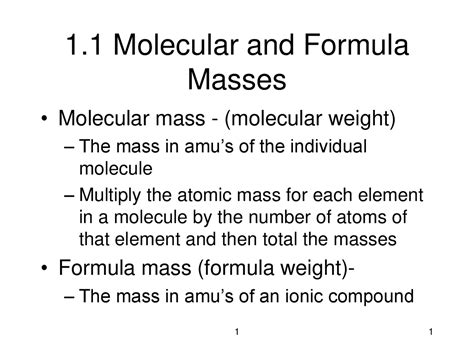 11 Molecular And Formula Masses Schemes And Mind Maps Chemistry Docsity