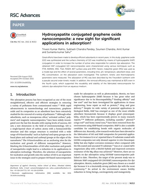 Pdf Hydroxyapatite Conjugated Graphene Oxide Nanocomposite A New Sight For Significant