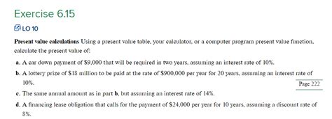 Solved 《 Lo 10 Present Value Calculations Using A Present