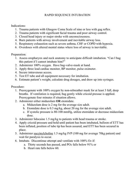Rapid Sequence Intubation RSI PDF
