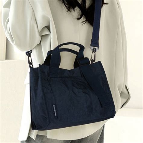 K617 심플 베이직 무늬 스퀘어 사각 포켓 토트백 손가방 간편 데일리 가벼운 천가방 미들 스몰 대학생 학원 직장인 외출룩 숄더백 크로스백