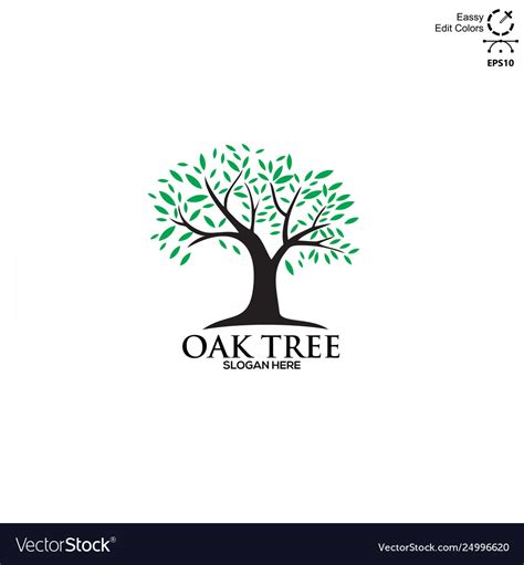 Simple And Modern Oaks Tree Logo Royalty Free Vector Image