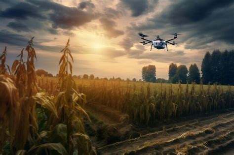 Premium AI Image Drone Monitoring Crops And Smart Agriculture In A Digital Farming