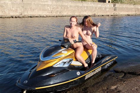 Two Really Hot Babes Posing On Water Scooter Russian Sexy Girls