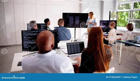 programmer code training in classroom stock image image of presenter