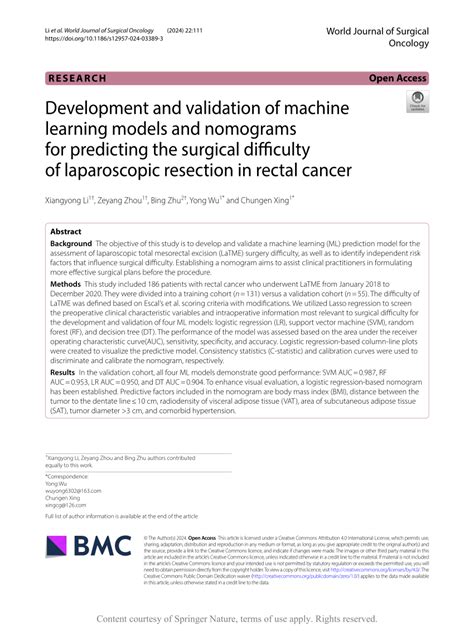 Pdf Development And Validation Of Machine Learning Models And Nomograms For Predicting The