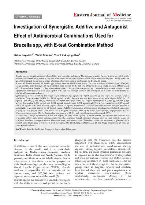 Pdf Investigation Of Synergistic Additive And Antagonist Effect Of Antimicrobial Combinations