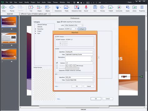 adobe captivate 2019 types of publish settings