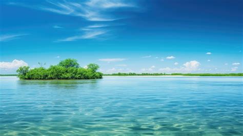 Premium Ai Image A Photo Of A Lagoon With A Small Island Clear Blue Sky