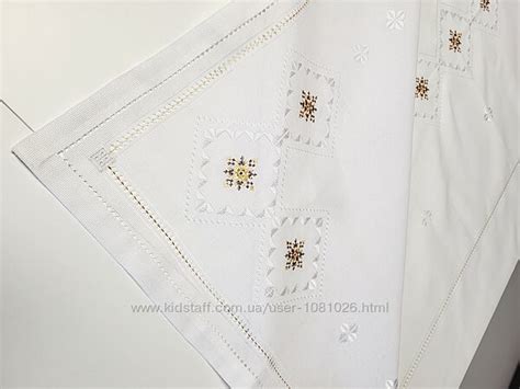 Вишита скатертина ручної роботи Біла панська на панамі розміром 14002100 4860 грн купить Ивано