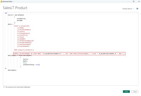 use dynamic m parameters in directquery mode and paginated reports