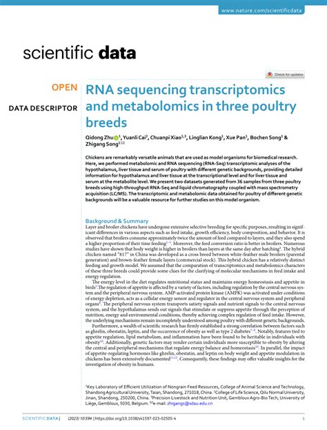 Pdf Rna Sequencing Transcriptomics And Metabolomics In Three Poultry Breeds