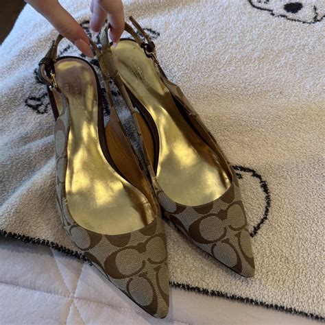 Size 8 Vintage Womans Coach Kitten Heel Vintage Depop