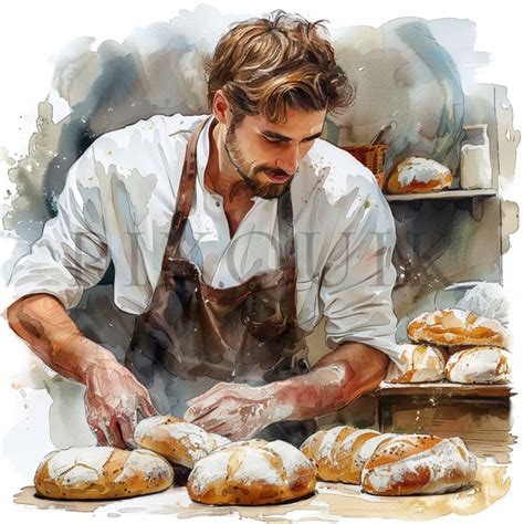 Watercolor Baker Clipart 10 High Quality S Digital Download Card