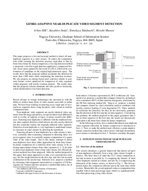 Pdf Genre Adaptive Near Duplicate Video Segment Detection